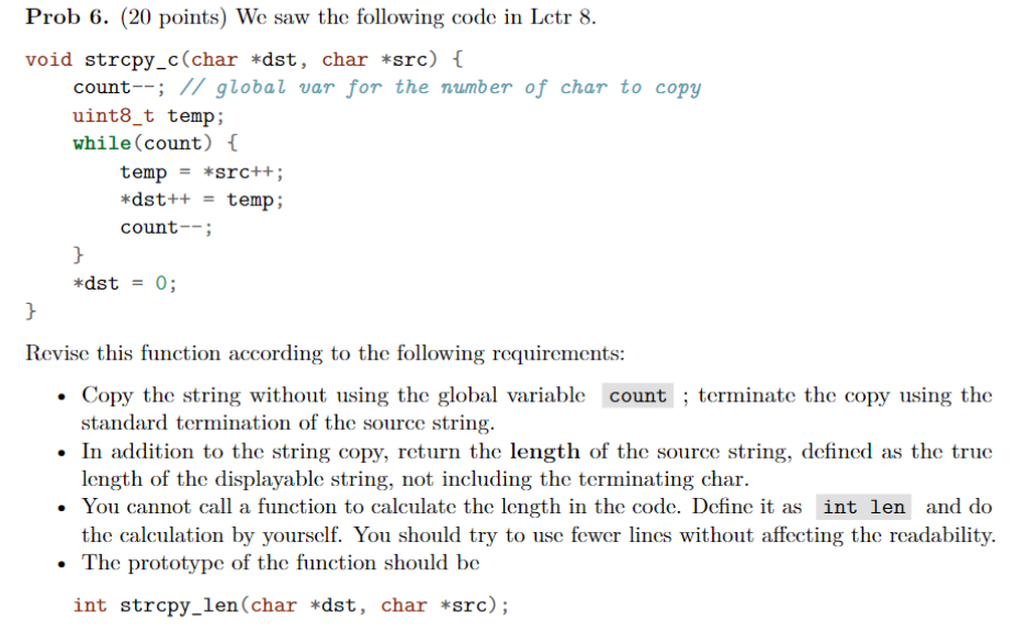 Solved We saw the following code in Lctr 8. void | Chegg.com