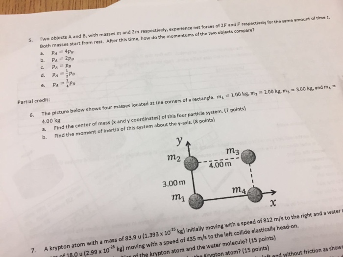 Solved Two objects A and B, with masses m and 2m | Chegg.com