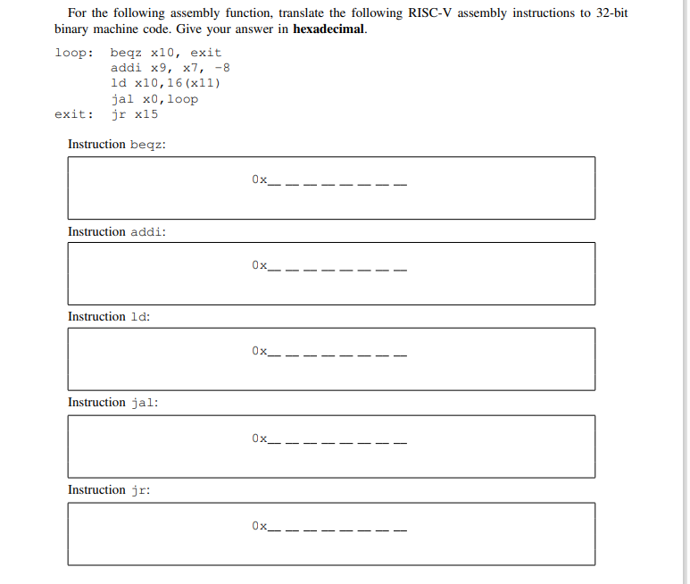 Solved Respond ASAP, I have beqz, addi, ld instructions | Chegg.com
