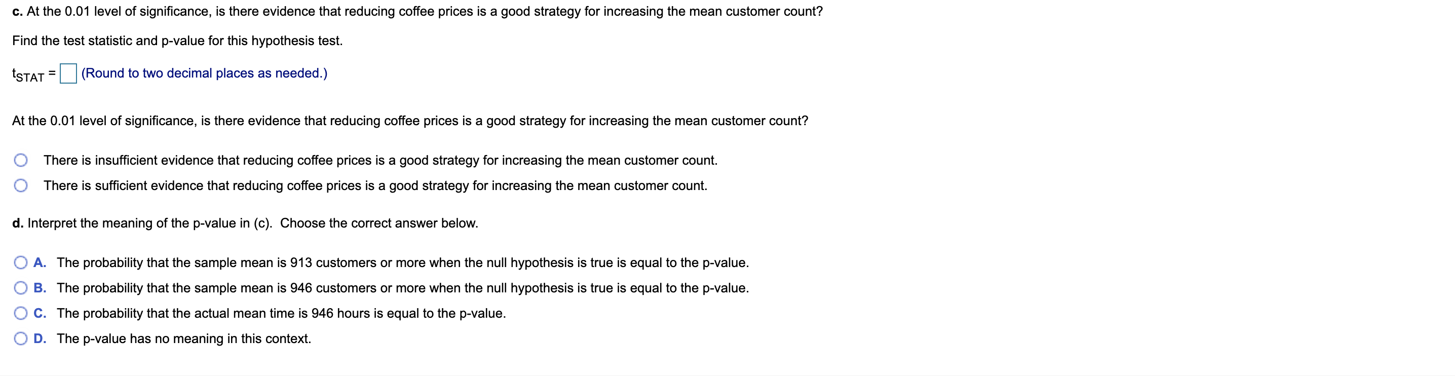 Solved The per-store daily customer count (.e., the mean | Chegg.com
