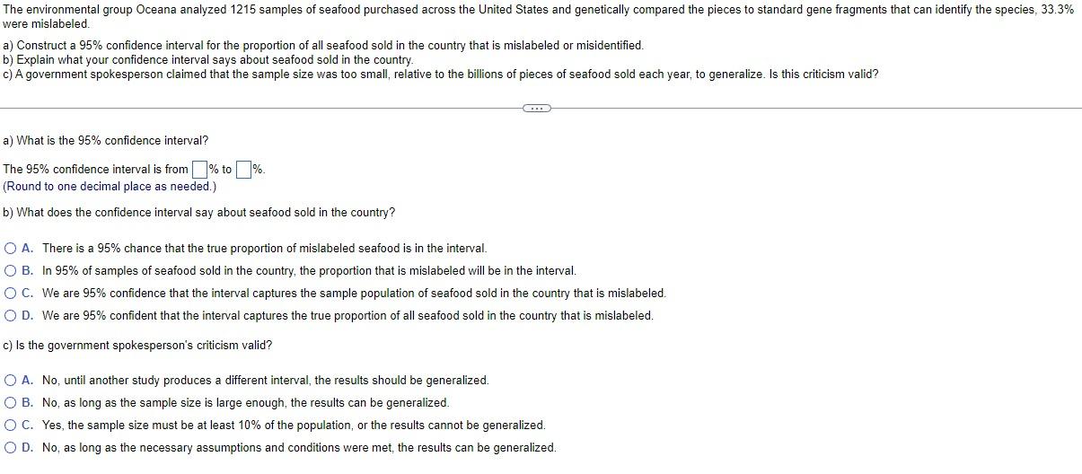 Solved were mislabeled. a) Construct a 95% confidence | Chegg.com