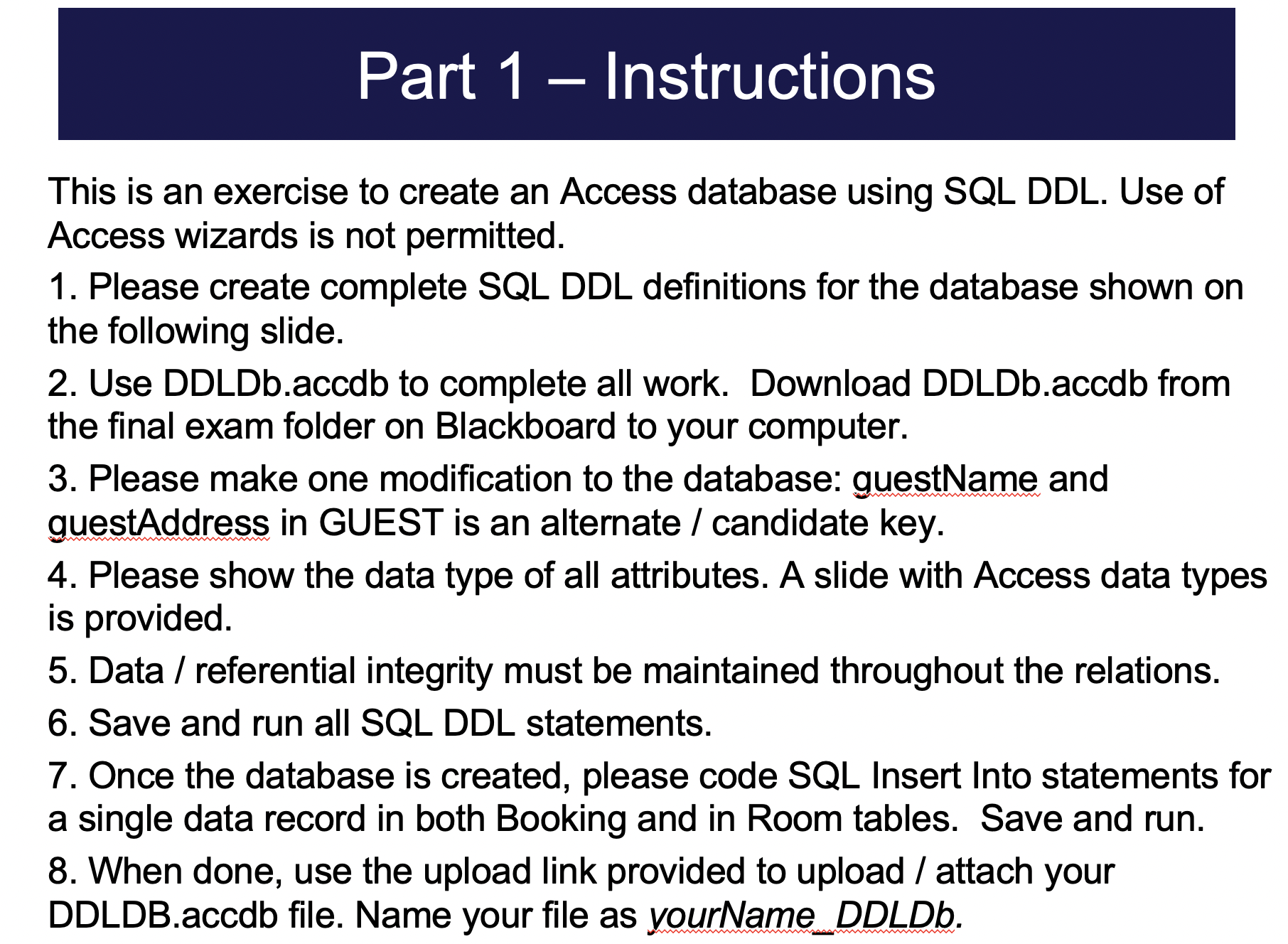 Solved This is an exercise to create an Access database | Chegg.com