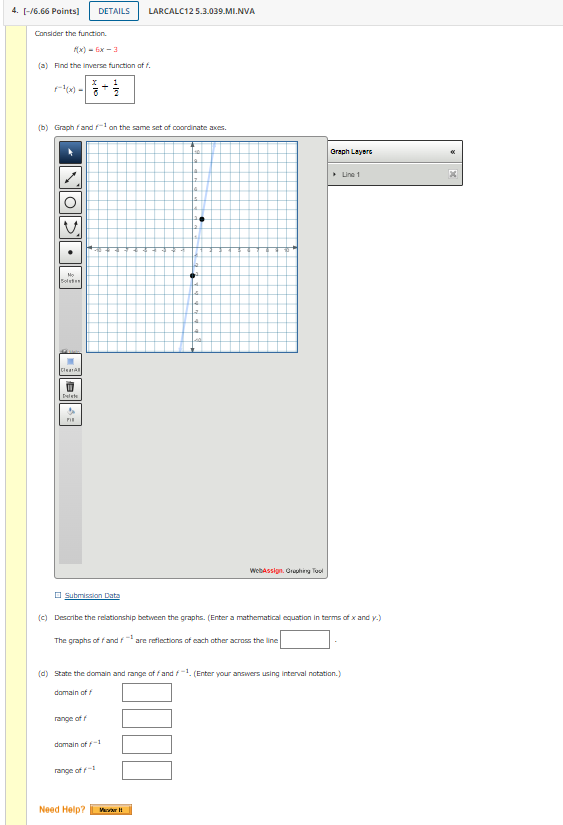 Solved Consider the function. f(x)−6x−3 (a) Find the imerse | Chegg.com