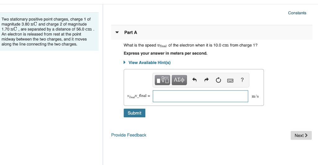 Solved Constants Two stationary positive point charges, | Chegg.com