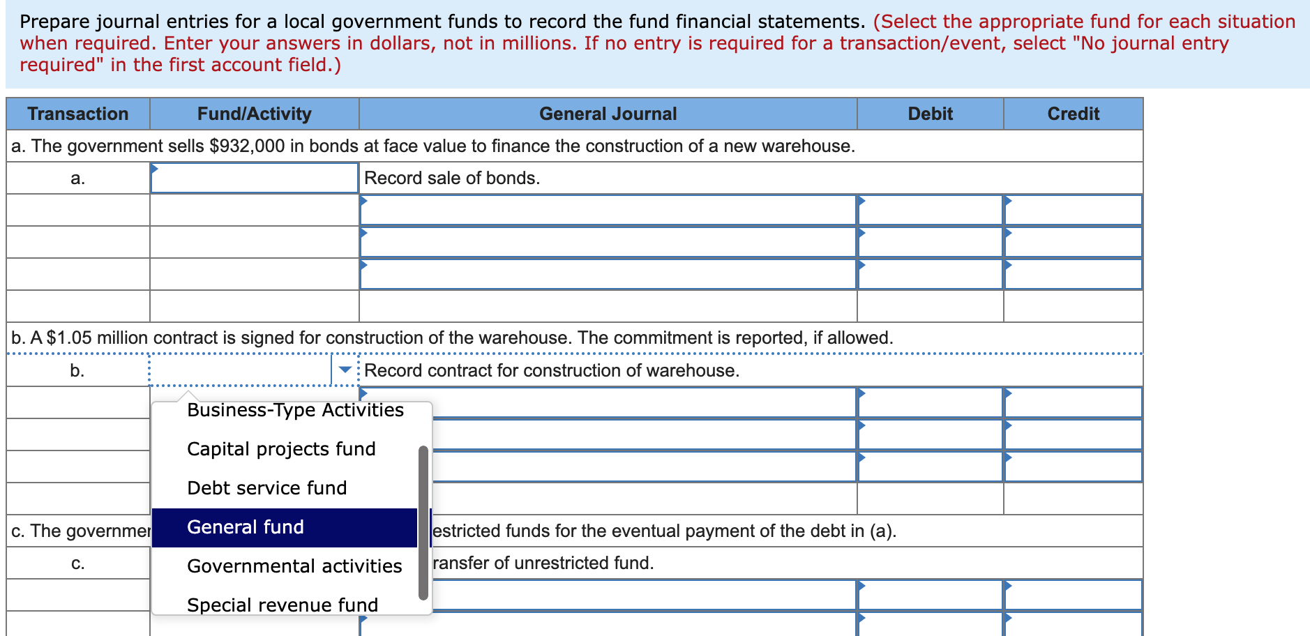Solved Prepare journal entries for a local government to | Chegg.com