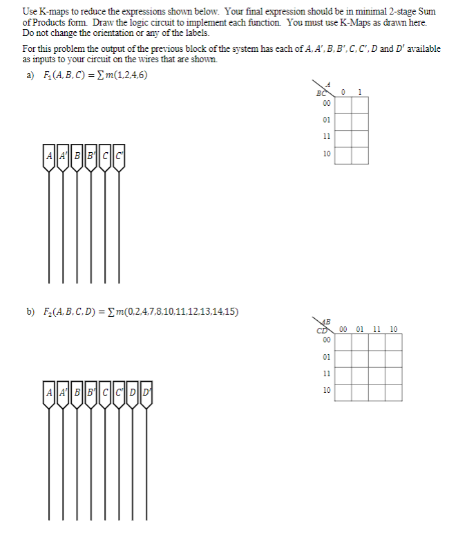 Solved Use K-maps to reduce the expressions shown below. | Chegg.com
