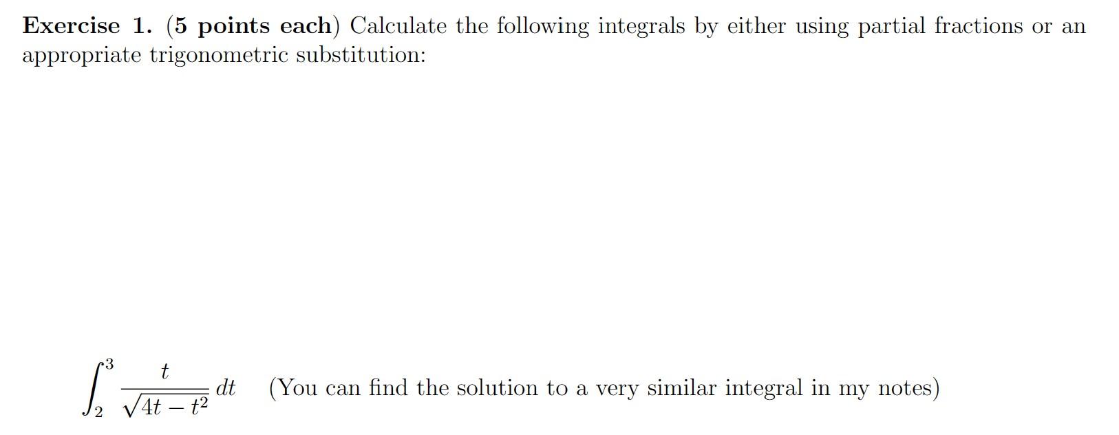 Solved Exercise 1. (5 points each) Calculate the following | Chegg.com