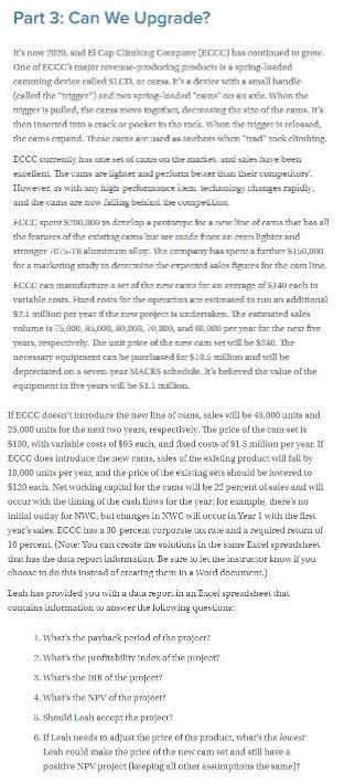 Solved Part 3: Can We Upgrade? 1t's now 2020, and El Cap | Chegg.com