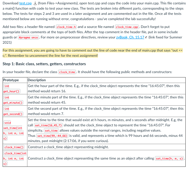 Solved Download test.cpp 1 (from Files->Assignments), open | Chegg.com