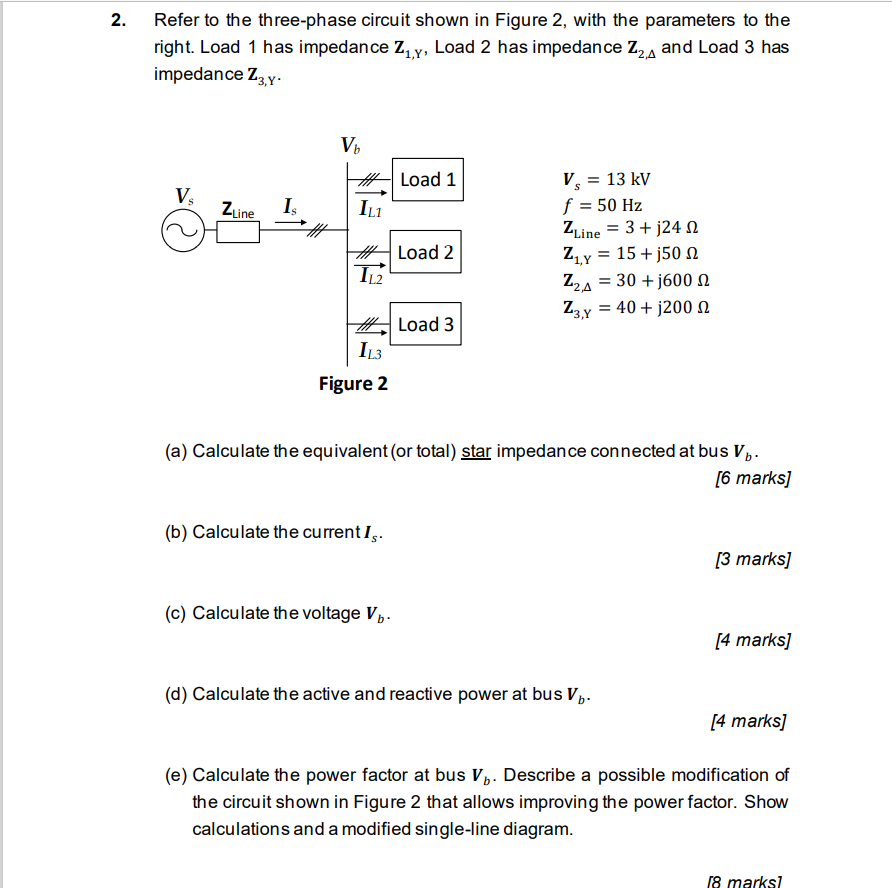 Solved 2. Refer to the three-phase circuit shown in Figure | Chegg.com