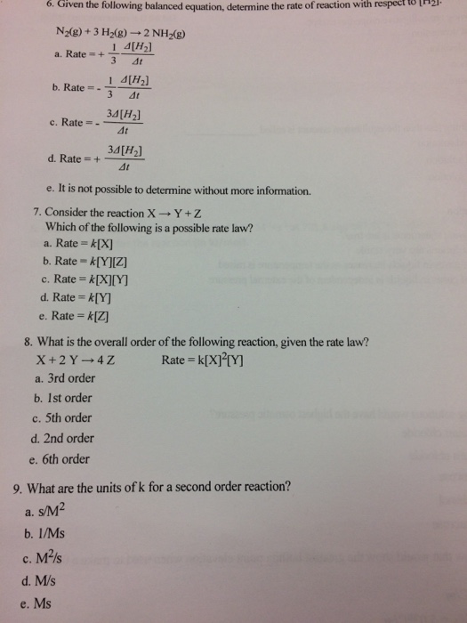 Solved 6 Given The Following Balanced Equation Determine