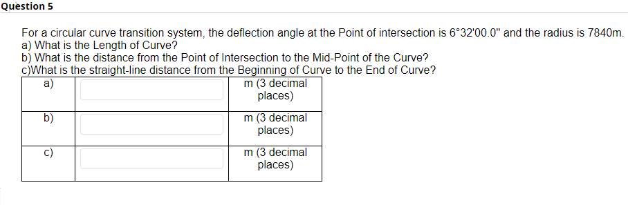 Solved For a circular curve transition system, the | Chegg.com