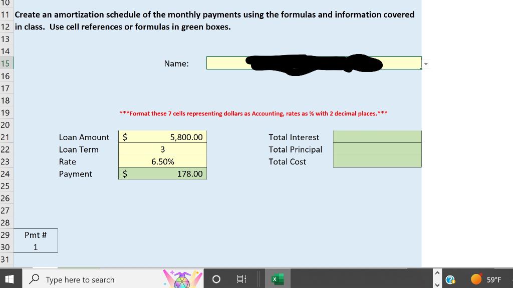 Solved Create an amortization schedule of the monthly | Chegg.com