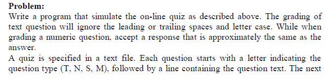 Solved Write A Program That Simulate The On Line Quiz As