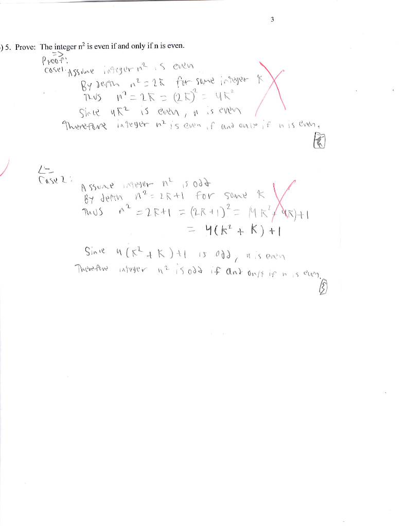 Solved )5 . Prove: The integer㎡ is even ifand only ifn is | Chegg.com