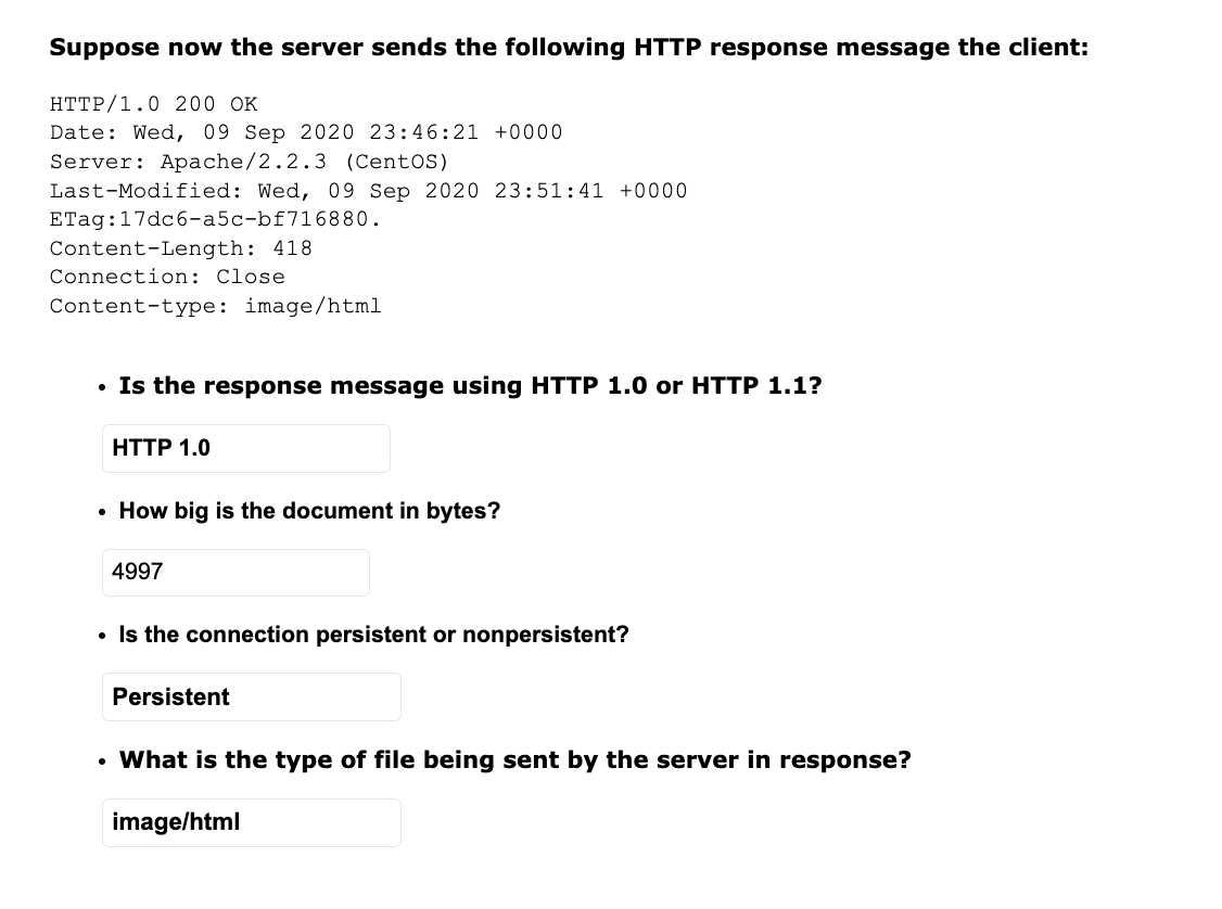 Solved Suppose now the server sends the following HTTP | Chegg.com
