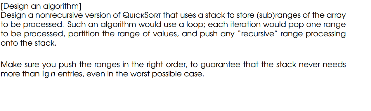 Solved Design An Algorithm Design A Nonrecursive Version