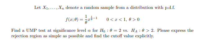 Solved Let X1,…,Xn denote a random sample from a | Chegg.com
