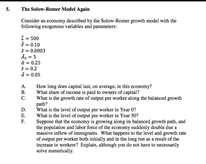 Solved 5. The Solow-Romer Model Again Consider an economy | Chegg.com