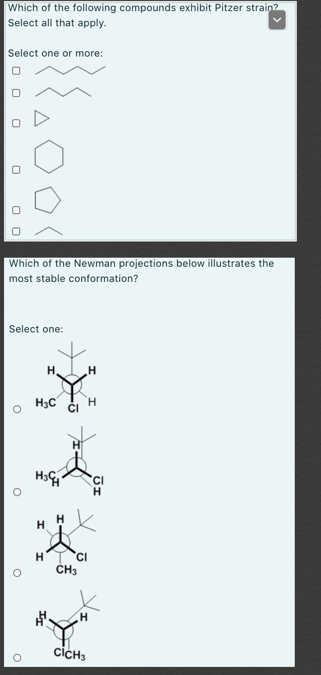 Solved Which of the following compounds exhibit Pitzer | Chegg.com
