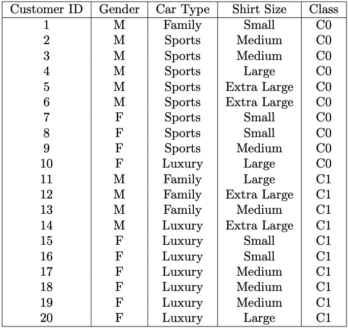 Solved Consider the 20-record training set shown in the | Chegg.com