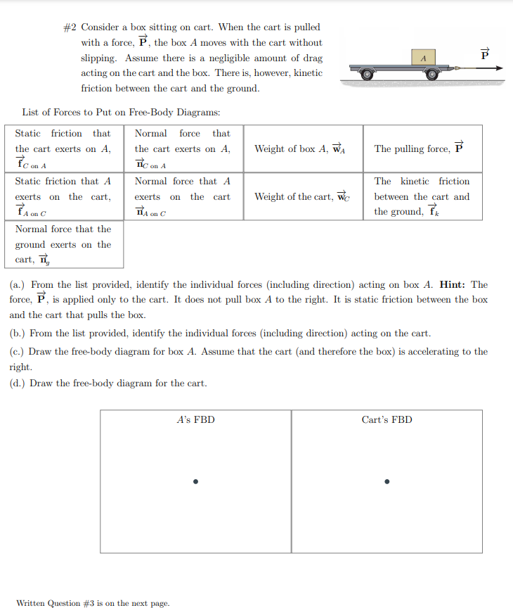 Solved \#2 Consider a box sitting on cart. When the cart is | Chegg.com