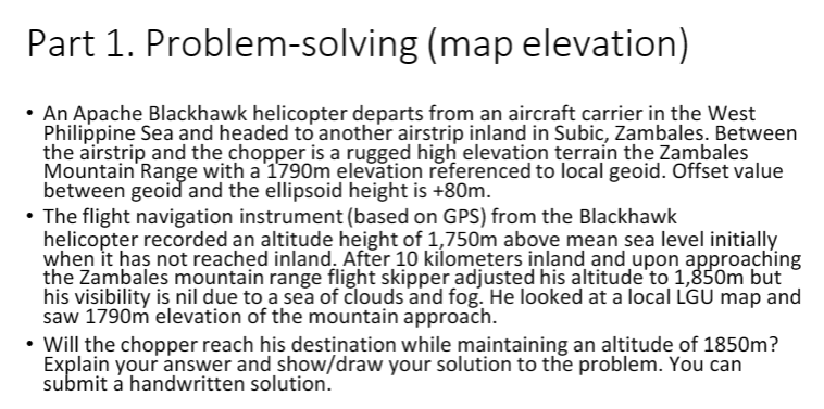 Solved Part 1. ﻿Problem-solving (map elevation)An Apache | Chegg.com