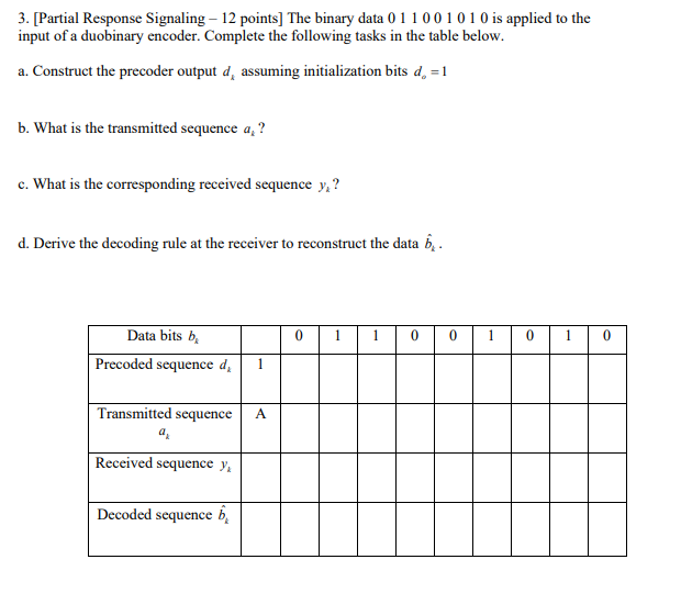 3 [partial Response Signaling 12 Points] The