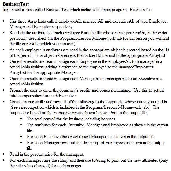 Solved - A Simple Business Hierarchy The following program | Chegg.com
