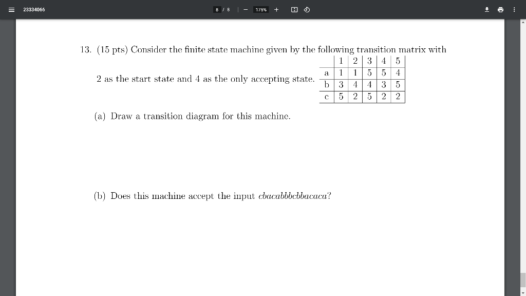 Solved 23334066 B18 - 175% + 13. (15 pts) Consider the | Chegg.com