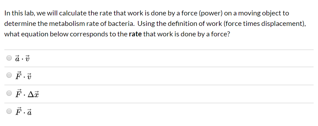 Solved In this lab, we will calculate the rate that work is | Chegg.com
