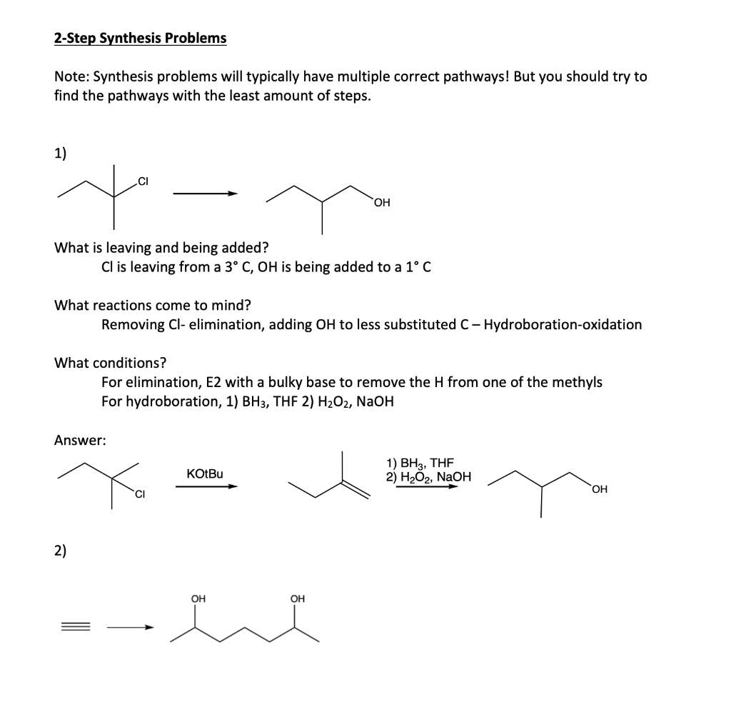 Solved 2-Step Synthesis Problems Note: Synthesis problems | Chegg.com