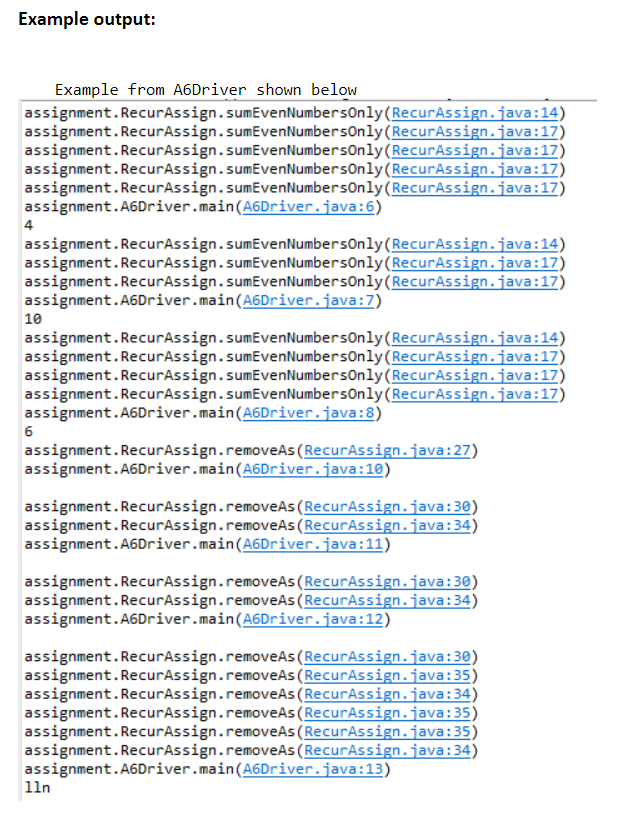 Solved # Homework A6: Recursive Methods Demonstrated | Chegg.com