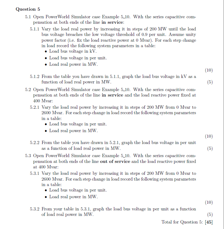 Question 5 5.1 Open PowerWorld Simulator case Example | Chegg.com