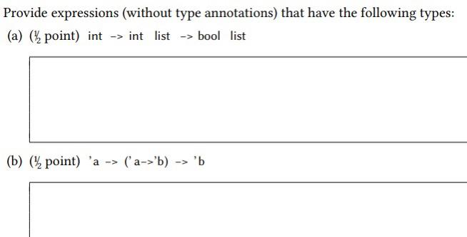 Solved Provide expressions (without type annotations that | Chegg.com