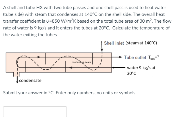 Solved A shell and tube HX with two tube passes and one | Chegg.com