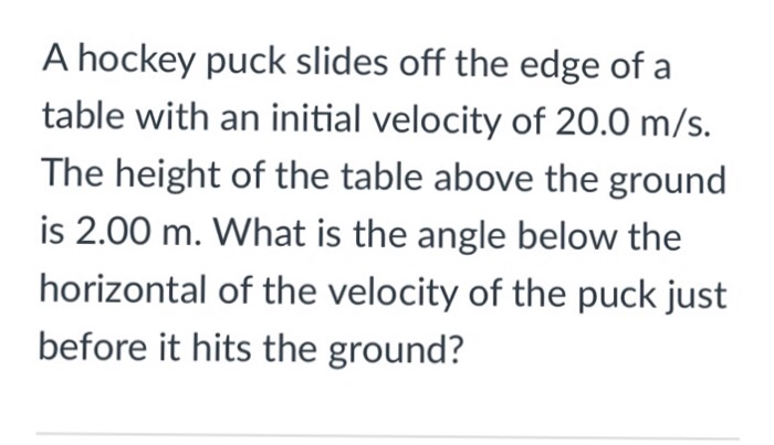 Solved A hockey puck slides off the edge of a table with an | Chegg.com