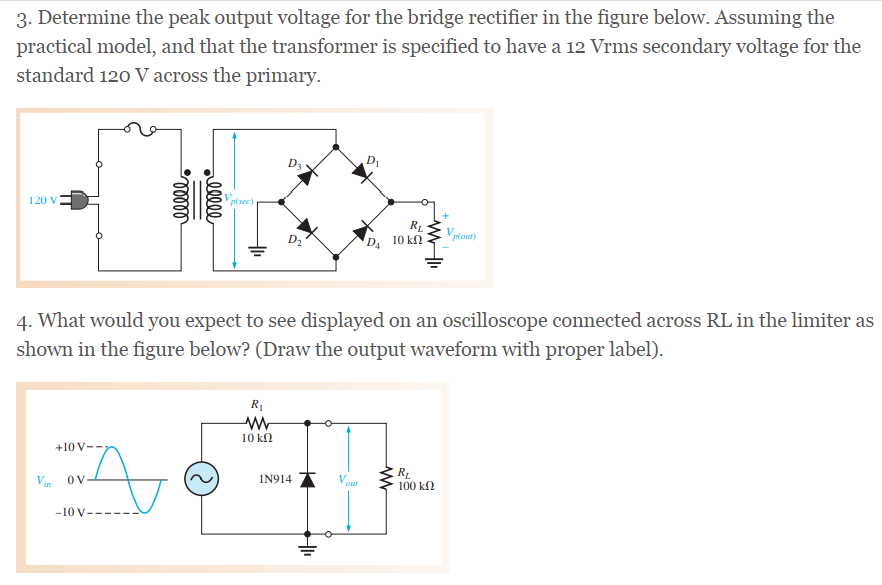 Solved 3. Determine the peak output voltage for the bridge | Chegg.com