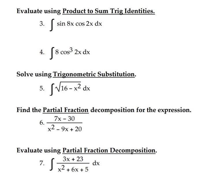 Solved Evaluate using Product to Sum Trig Identities. 3. sin | Chegg.com