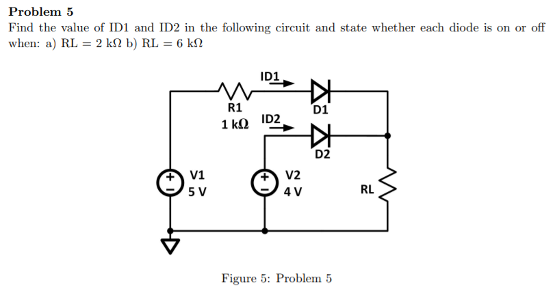 Solved Problem 5 Find the value of ID1 and ID2 in the | Chegg.com