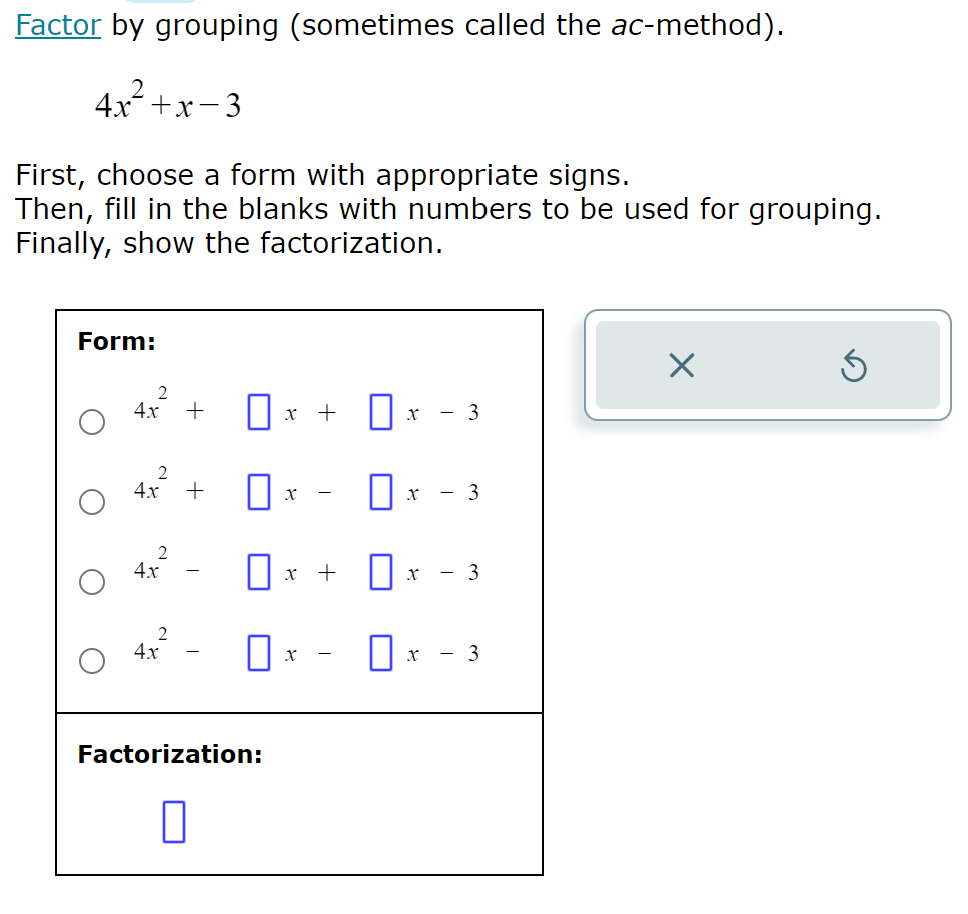 Solved Factor by grouping (sometimes called the ac-method). | Chegg.com
