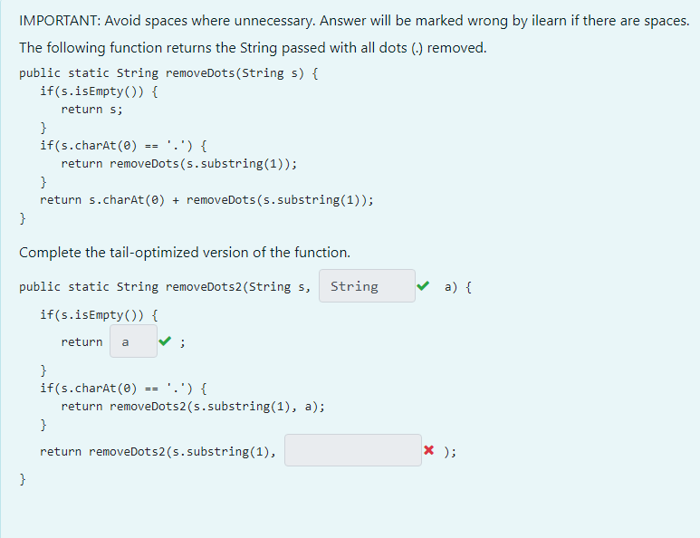 Solved IMPORTANT: Avoid spaces where unnecessary. Answer | Chegg.com