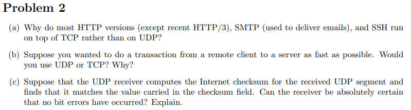 Solved (a) Why do most HTTP versions (except recent HTTP/3), | Chegg.com