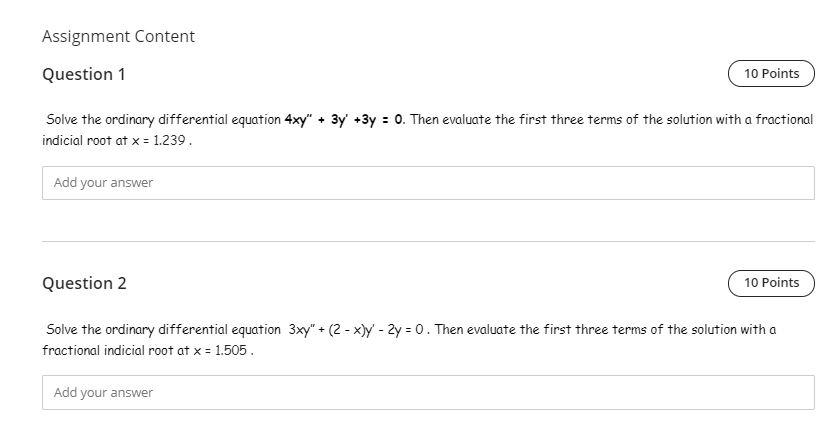 Solved Assignment Content Question 1 10 Points Solve the | Chegg.com