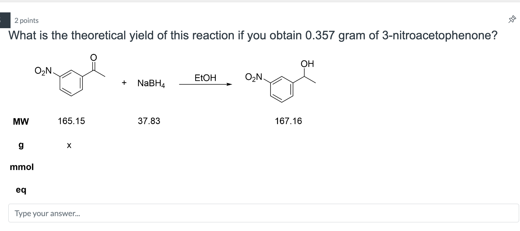 Solved 2 ﻿pointsWhat is the theoretical yield of this | Chegg.com