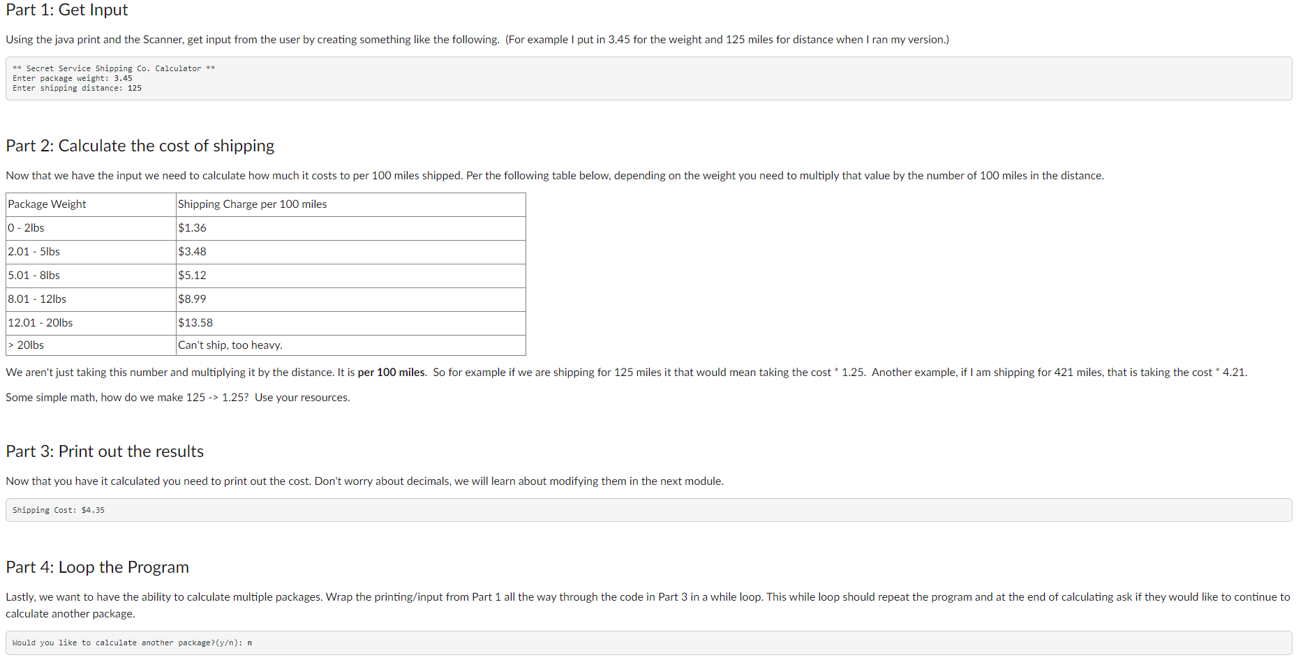 Solved Part 1: Get Input ** Secret Service Shipping Co. | Chegg.com