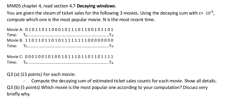 Solved MMDS chapter 4, read section 4.7 Decaying windows. | Chegg.com