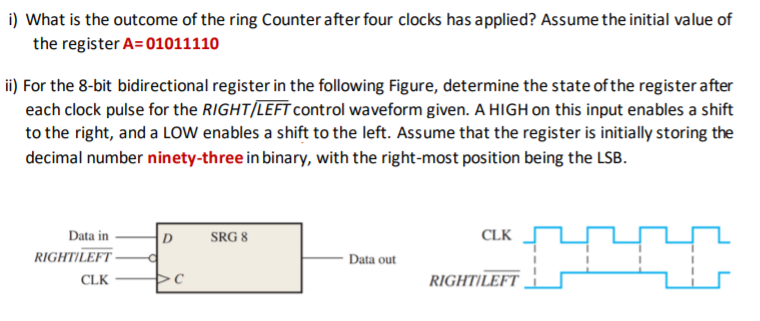 Solved i) What is the outcome of the ring Counter after four | Chegg.com