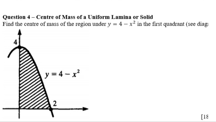 Solved Question 4 Centre of Mass of a Uniform Lamina or | Chegg.com