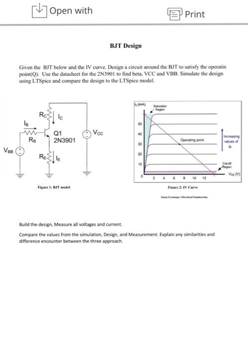 Solved: Open With Print BJT Design Given The BJT Below And... | Chegg.com